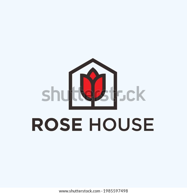 Rose House Logo Design Vector Illustration Stock Vector (Royalty Free ...