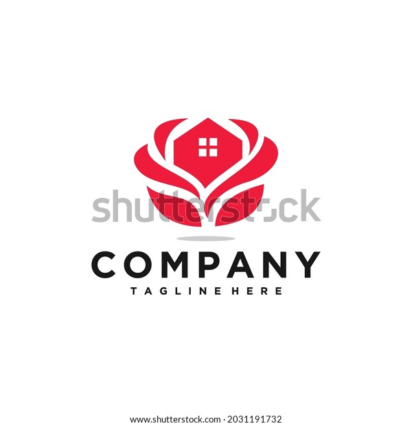 Rose House Vector Logo Design Template Stock Vector (Royalty Free ...