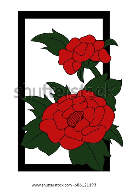 Rose Japan Style Stock Vector (Royalty Free) 686121193 | Shutterstock