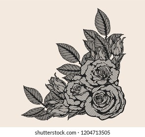 Vektor Stok Rose Lace Vector By Hand Drawingbeautiful (Tanpa Royalti ...