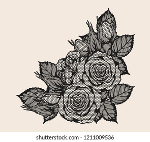 Rose Lace Vector Set By Hand Stock Vector (Royalty Free) 1204447198