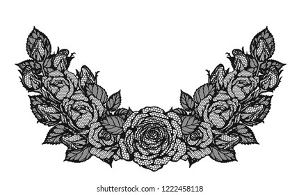 Rose Lace Vector By Hand Drawingbeautiful 스톡 벡터(로열티 프리) 1222458118 ...