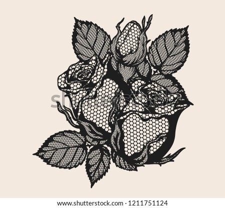 Rose Lace Vector By Hand Drawing Beautiful 스톡 벡터(사용료 없음) 1211751124 ...