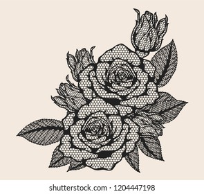 Rose Lace Vector Set By Hand Stock Vector (Royalty Free) 1204447198