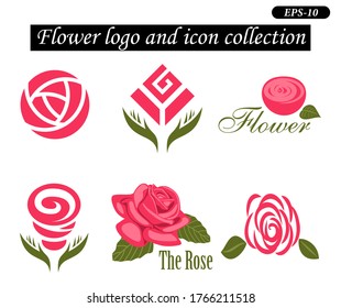 Rose Logo Icon Collection Stock Vector (Royalty Free) 1766211518 ...