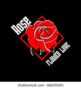Rose Logo Symbol Black Background Stock Vector (Royalty Free) 606235691 ...