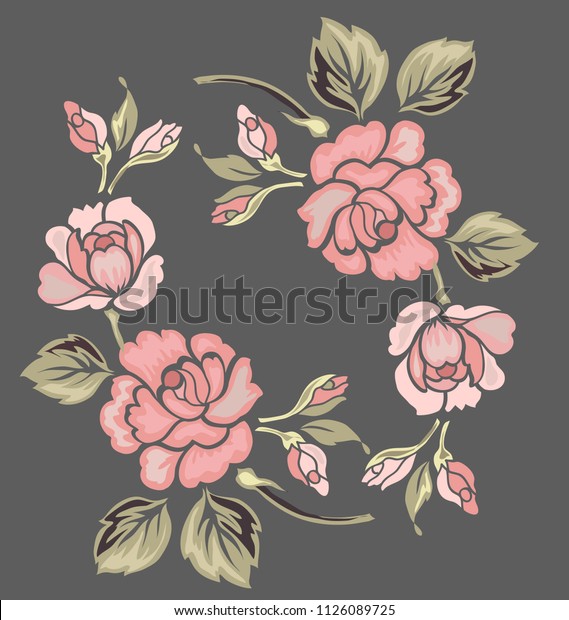 Rose Motif Design Stock Vector (Royalty Free) 1126089725