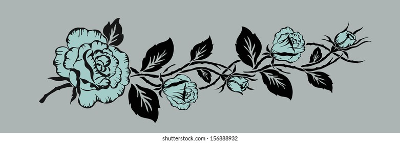 Rose Motif Pattern Hand Drawn Vector Stock Vector (Royalty Free ...