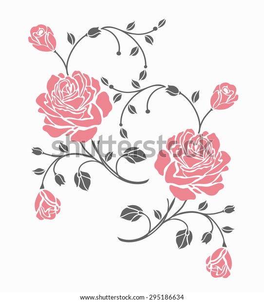 Rose Motif Vector Design Stock Vector (Royalty Free) 295186634 ...