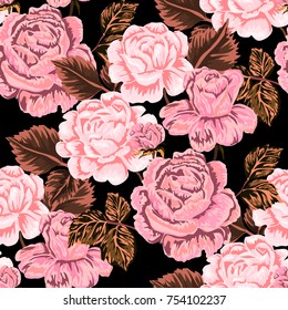 Rose Seamless Pattern Beautiful Floral Texture Stock Vector (Royalty ...