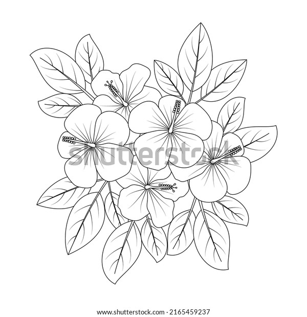 Rose Sharon Coloring Page Design Doodly: стоковая векторная графика ...