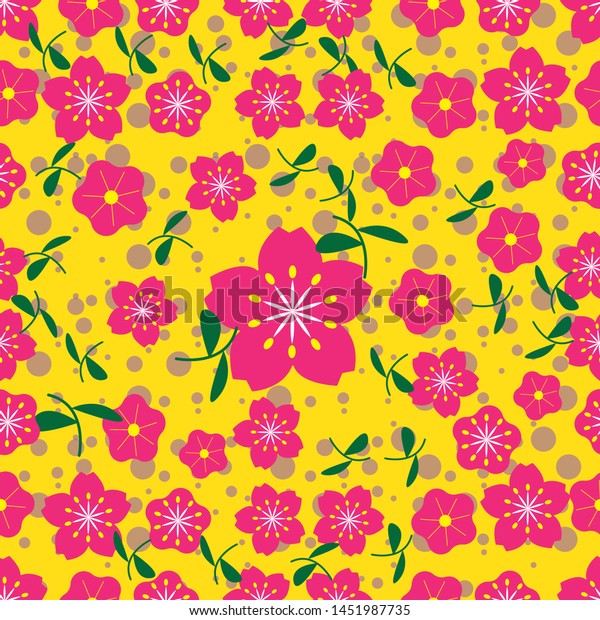 Rose Sharon Korean Flower Pattern Seamless Stock Vector (Royalty Free ...