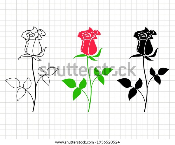 Rose Simple Design Flower Minimal Summer Stock Vector (Royalty Free ...