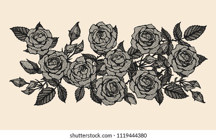 Rose Vector Lace By Hand Drawingbeautiful Stock Vector (Royalty Free ...