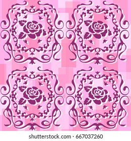 Rose Vine Pattern On Pink Background Stock Vector (Royalty Free ...