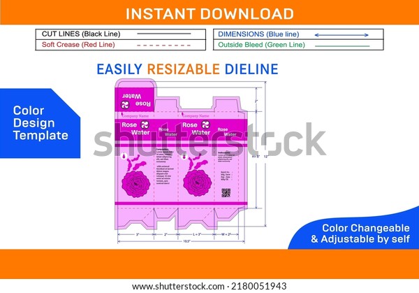 Rose Water Box Packaging Design Template: เวกเตอร์สต็อก (ปลอดค่า ...