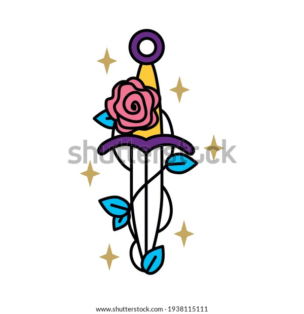 Rose Wrapped Around Sword Stock Vector (Royalty Free) 1938115111 ...