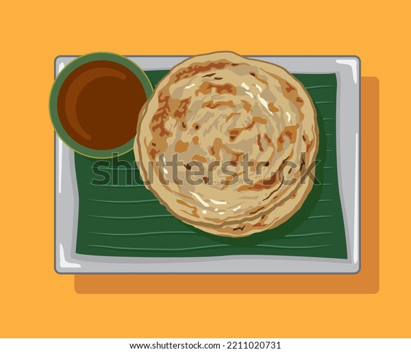 Roti Prata On Banana Leaf Served Stock Vector (Royalty Free) 2211020731 ...