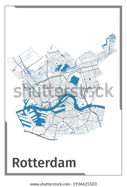 Rotterdam Map Poster Administrative Area Plan Stock Vector (Royalty ...