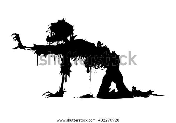 Rotting Zombie Crawling On All Fours Stock Vector (Royalty Free) 402270928