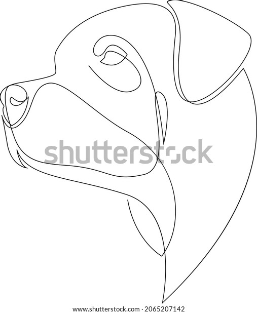 Rottweiler Dog Portrait Continuous Line Dog: เวกเตอร์สต็อก (ปลอดค่า ...