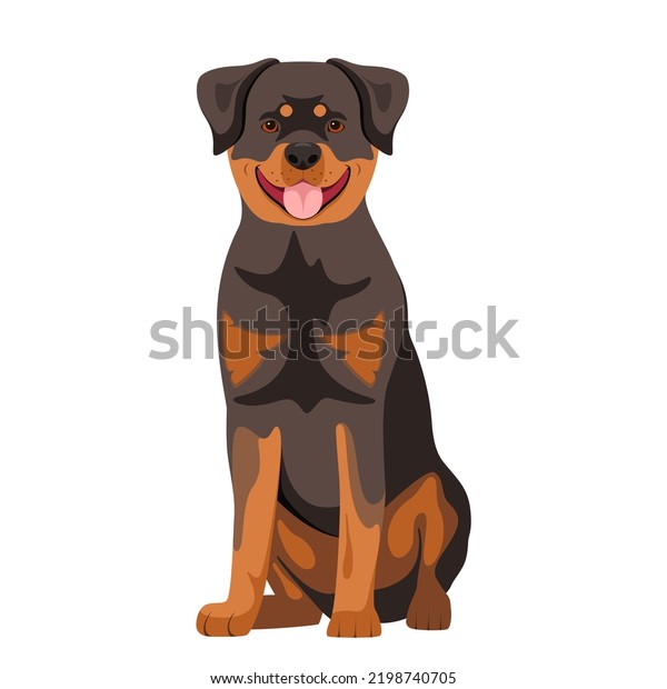 Rottweiler On White Background Dog Cartoon Stock Vector (Royalty Free ...
