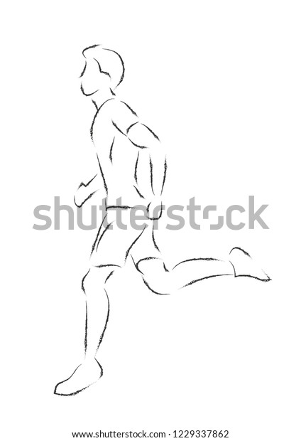 Rough Line Drawing Lonely Running Man Stock Vector (Royalty Free ...