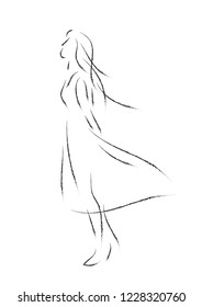 Rough Line Drawing Woman Vector Illustration Stock Vector (Royalty Free ...