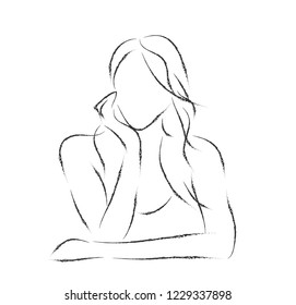 Rough Line Drawing Woman Vector Illustration: Stock-Vektorgrafik ...