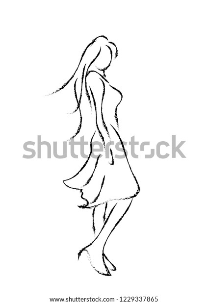 Rough Line Drawing Woman Vector Illustration Stock Vector (Royalty Free ...