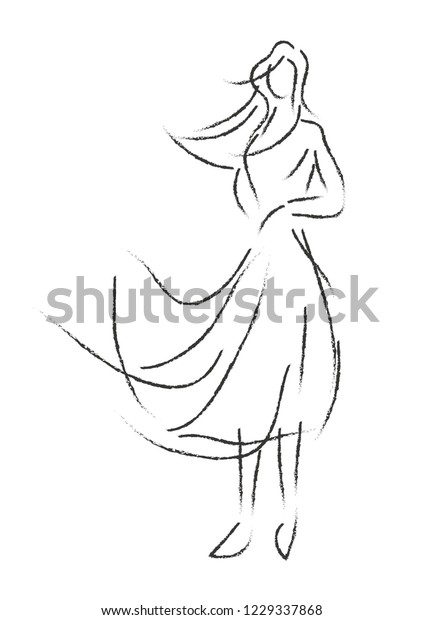 Rough Line Drawing Woman Vector Illustration Stock Vector (Royalty Free ...