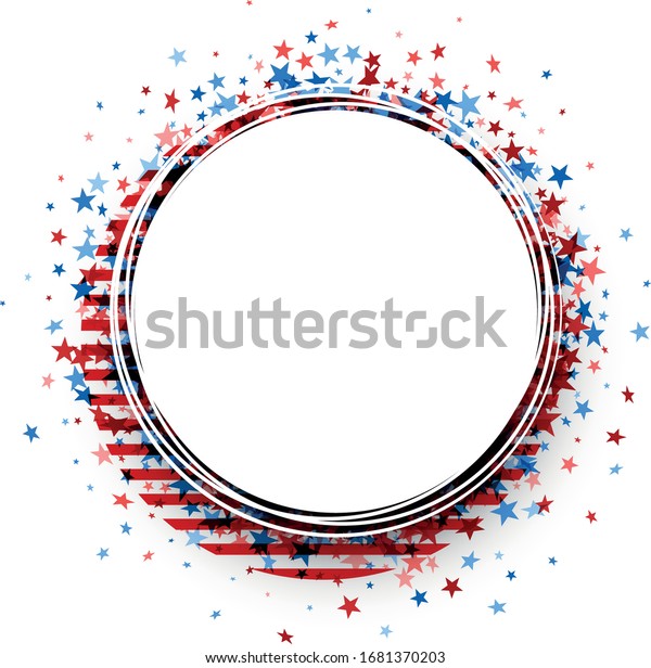 Round American Flag Frame Red Blue Stock Vector (Royalty Free ...