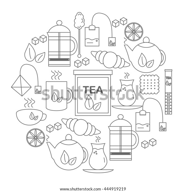 Round Banner Icons Tea On White Stock Vector (Royalty Free) 444919219 ...