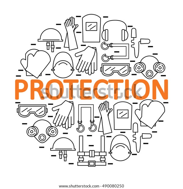 Round Banner Personal Protective Equipment Protection Stock Vector ...
