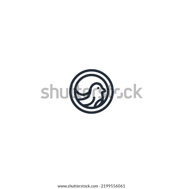 Round Bird Outline Design Logo Stock Vector (Royalty Free) 2199556061 ...