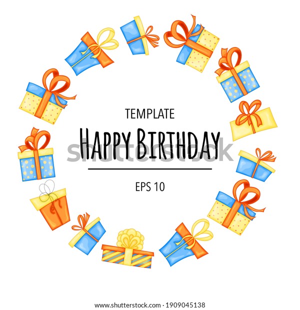 Round Birthday Frame Your Text Gift Stock Vector (Royalty Free ...