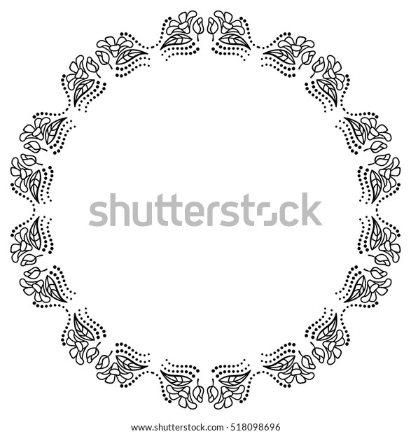 Round Black White Frame Outline Decorative Stock Vector (Royalty Free ...