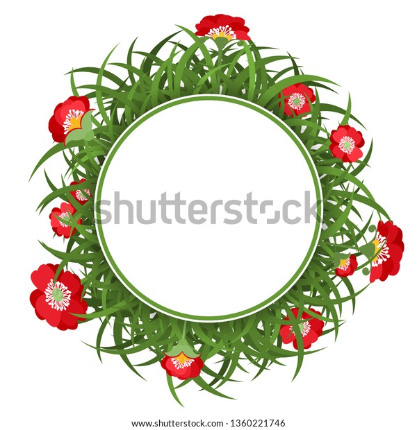 Round Border Green Grass Red Poppies Stock Vector (Royalty Free ...