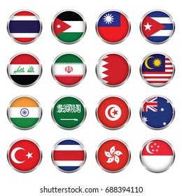 Round Buttons Different Country Flags Stock Vector (Royalty Free) 688394110
