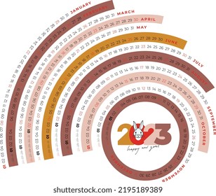 Round Calendar 2023 Vector Illustration Stock Vector (Royalty Free ...