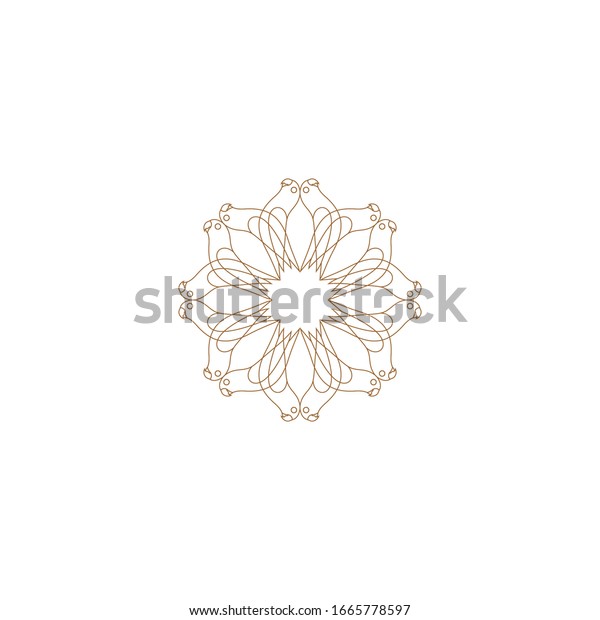 Round Calligraphic Royal Gold Emblem Set Stock Vector (Royalty Free ...