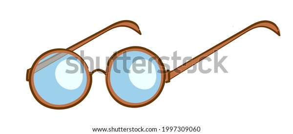 Round Cartoon Glasses Isolated On White Stock Vector (Royalty Free ...