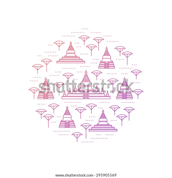 Round Collage Bagan Sights Myanmar Travel Stock Vector (Royalty Free ...