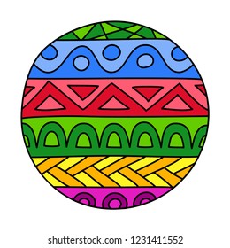 Round Coloring Page Filled Hand Drawn Stock Vector (Royalty Free ...