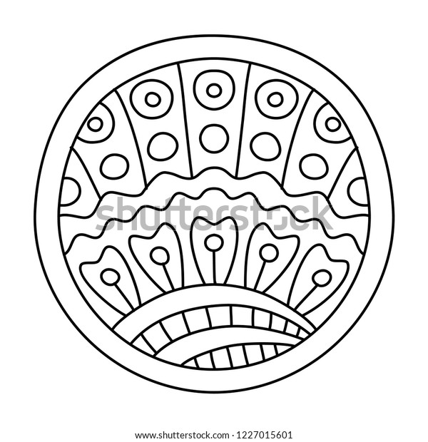 Round Coloring Page Filled Hand Drawn Stock Vector (Royalty Free ...
