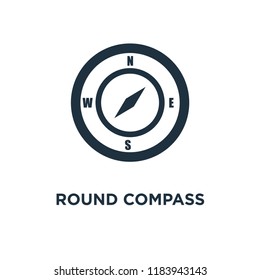 Round Compass Icon Black Filled Vector Stock Vector (Royalty Free ...