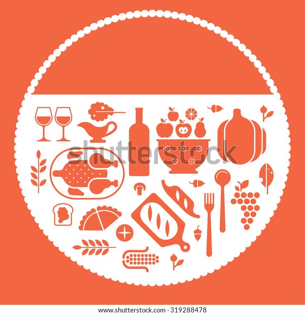 Round Composition Thanksgiving Dinner Symbols Stock Vector (Royalty ...