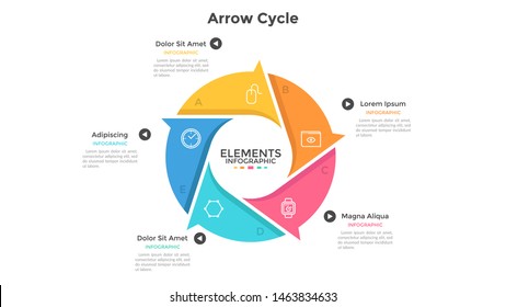 Round Cyclic Chart 5 Colorful Arrow: เวกเตอร์สต็อก (ปลอดค่าลิขสิทธิ์ ...