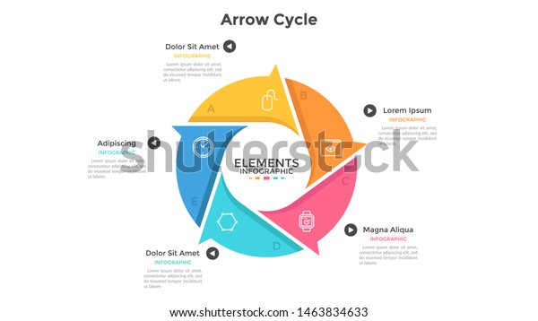 Round Cyclic Chart 5 Colorful Arrow: เวกเตอร์สต็อก (ปลอดค่าลิขสิทธิ์ ...