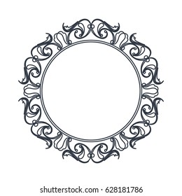 Round Decorative Frame Flourish Calligraphy Monochrome Stock Vector ...
